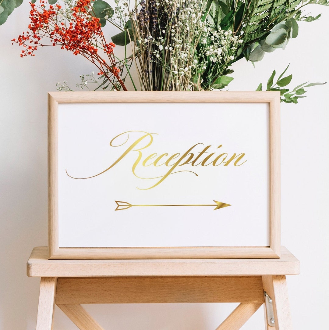 Reception Direction Wedding Signs in Gold Foil / Reception - Etsy