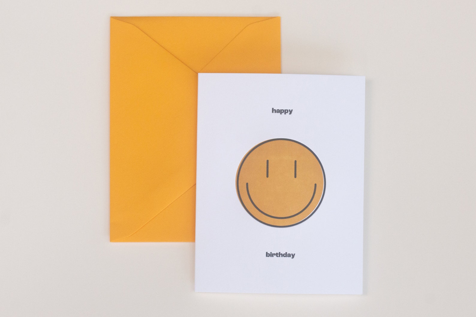 Happy Birthday smiley Face / Minimal Birthday Card / Set of | Etsy
