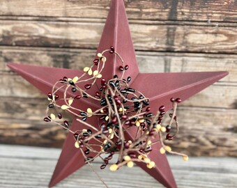 Rustic 8 Black Barn Star With Pip Berries, Country Decor, Metal Star ...