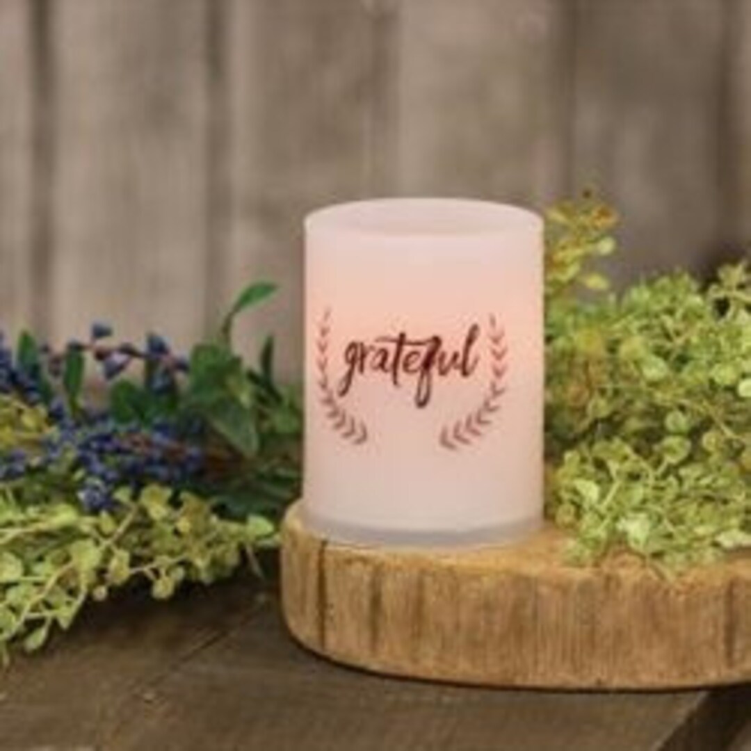 Grateful Timer Pillar Candle, Rustic Candles, Battery Operated Candles ...