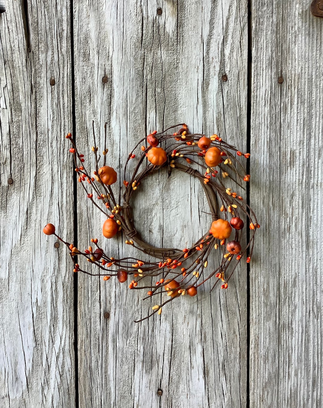 Large Fall Candle Ring With Pip Berries and Baby Pumpkins, Pumpkin ...