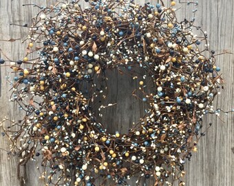 Burgundy Navy and Cream Pip Berry Wreath - Etsy