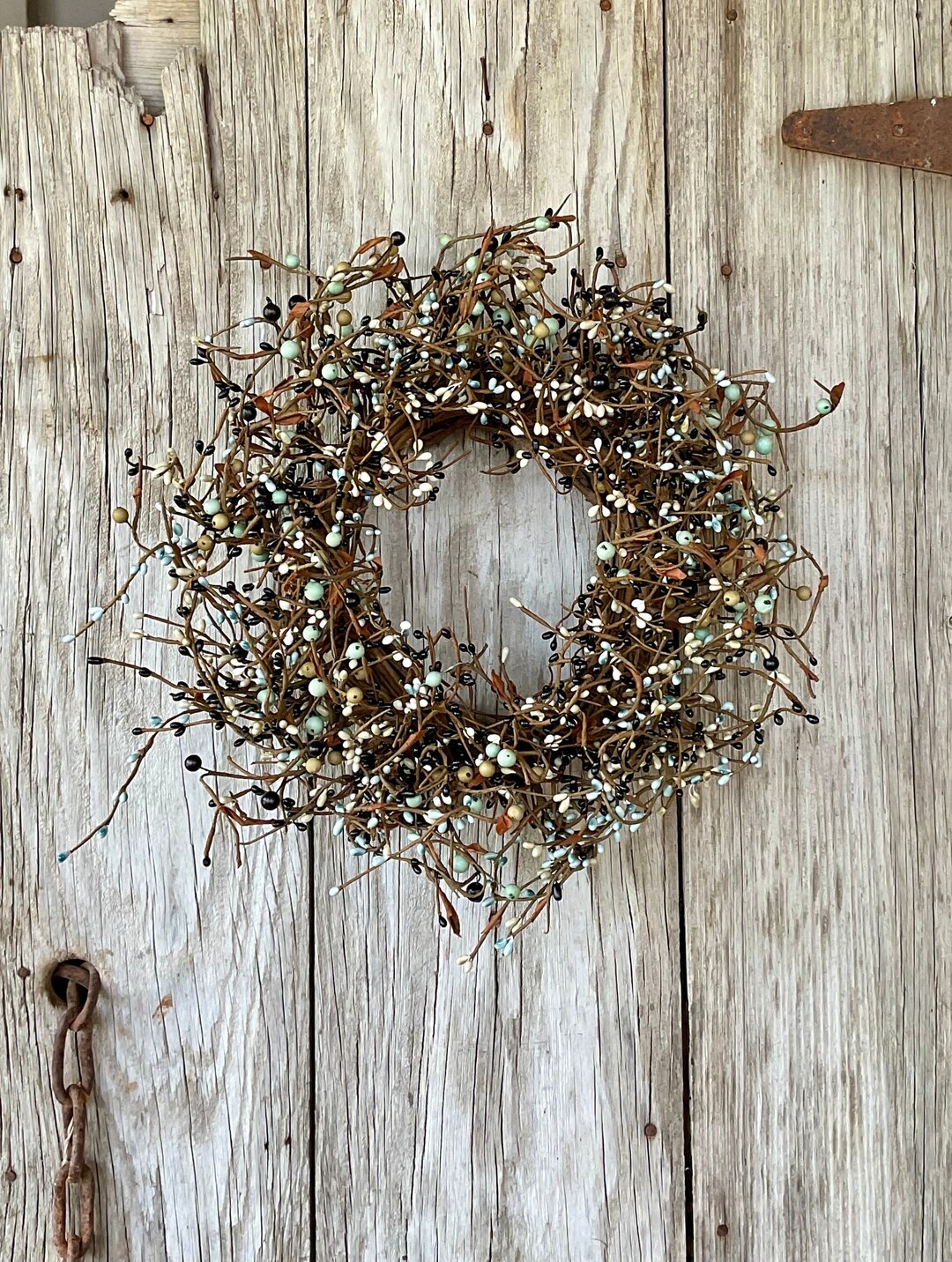 Light Blue Berry Wreath: Farmhouse Front Door Decor - Etsy