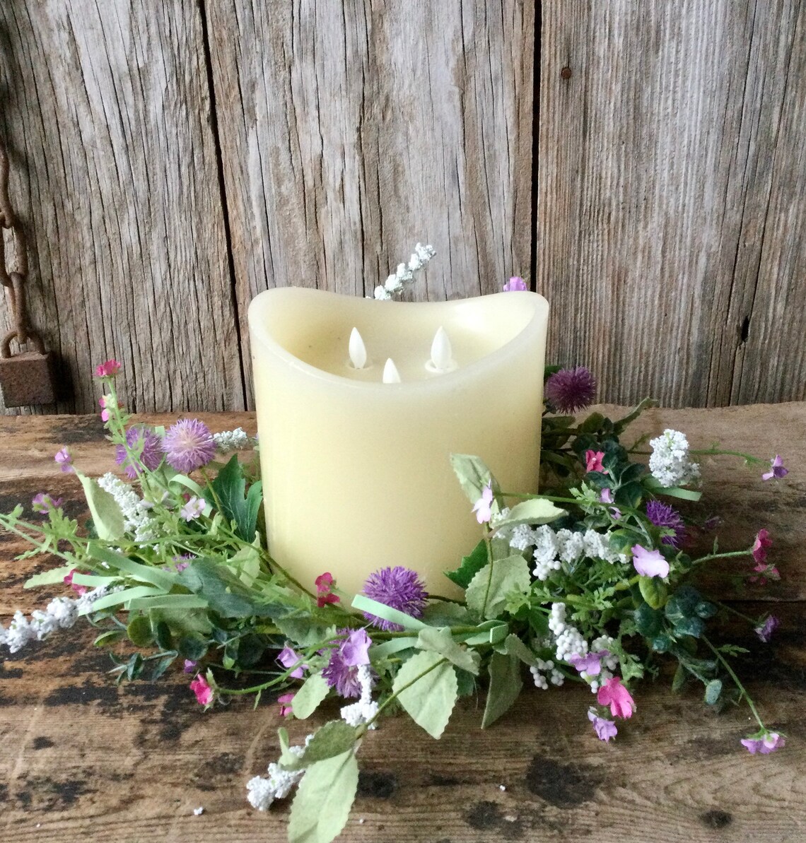 Wildflower Bouquet Spring Candle Ring Spring Wreath Wedding - Etsy