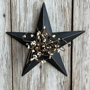 Rustic 8" Black Barn Star With Pip Berries, Country Decor, Metal Star ...