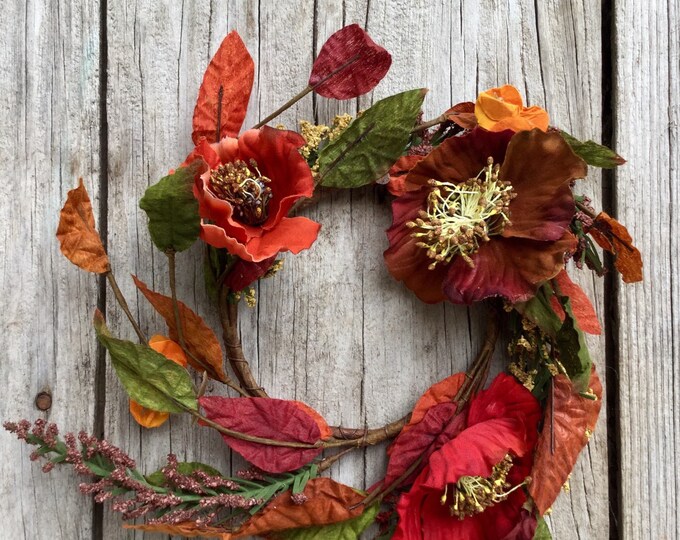 Poppy Candle Ring, Fall Candle Ring, Fall Floral Candle Ring, Fall ...