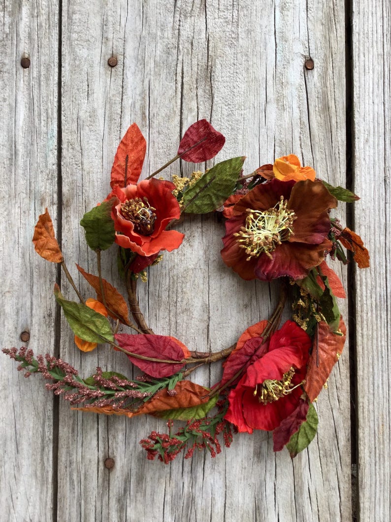 Poppy Candle Ring Fall Candle Ring Fall Floral Candle Ring - Etsy