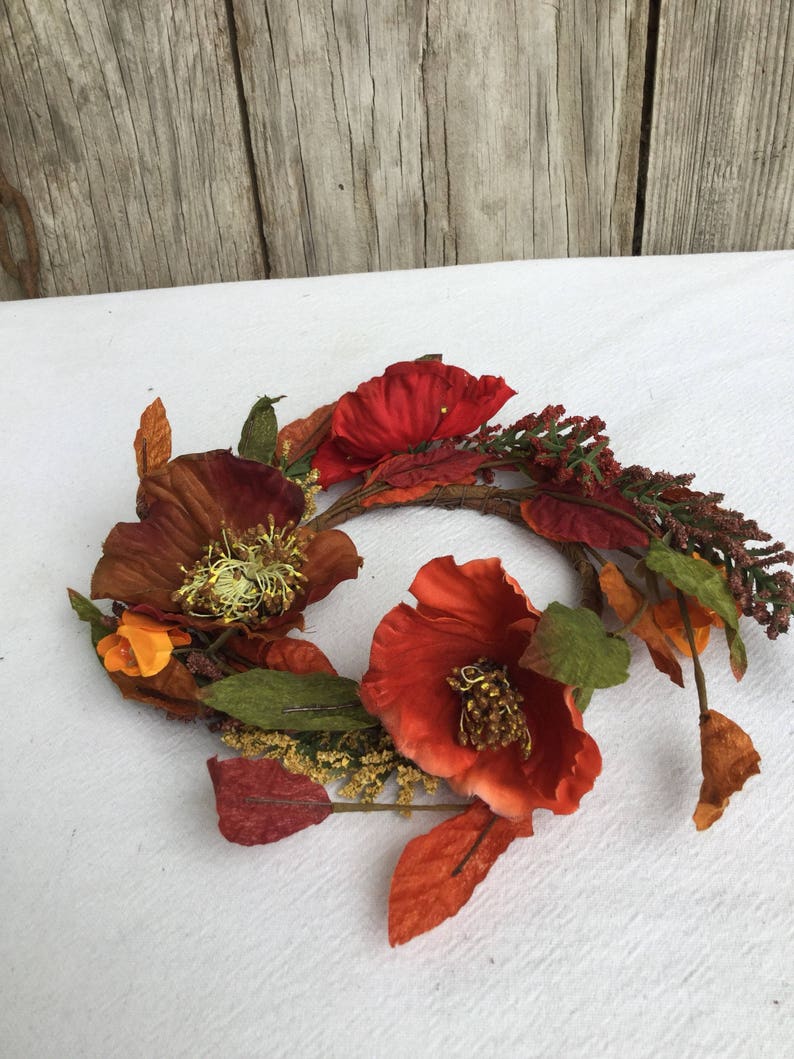 Poppy Candle Ring Fall Candle Ring Fall Floral Candle Ring - Etsy