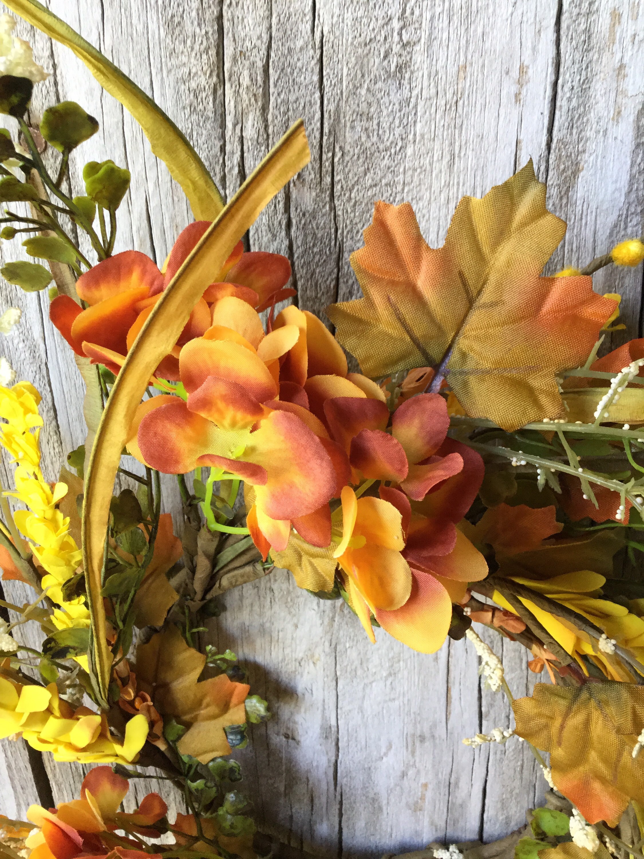 Fall Candle Ring with Hydrangeas and Fall Foliage Fall Mini | Etsy