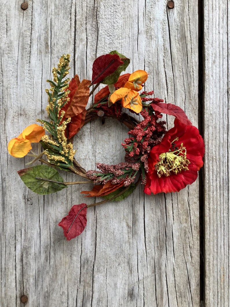 Poppy Candle Ring Fall Candle Ring Fall Floral Candle Ring - Etsy