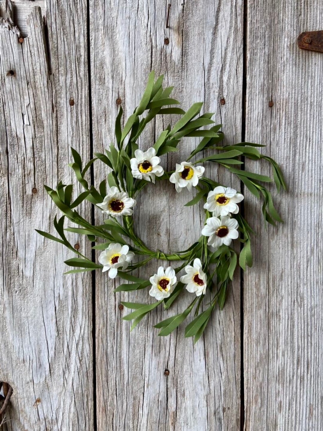 White Daisy Candle Wreath, Spring Wreath, Summer Wreath, Farmhouse ...