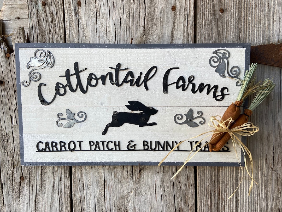 Cottontail Farms Sign With Metal Lettering - Etsy
