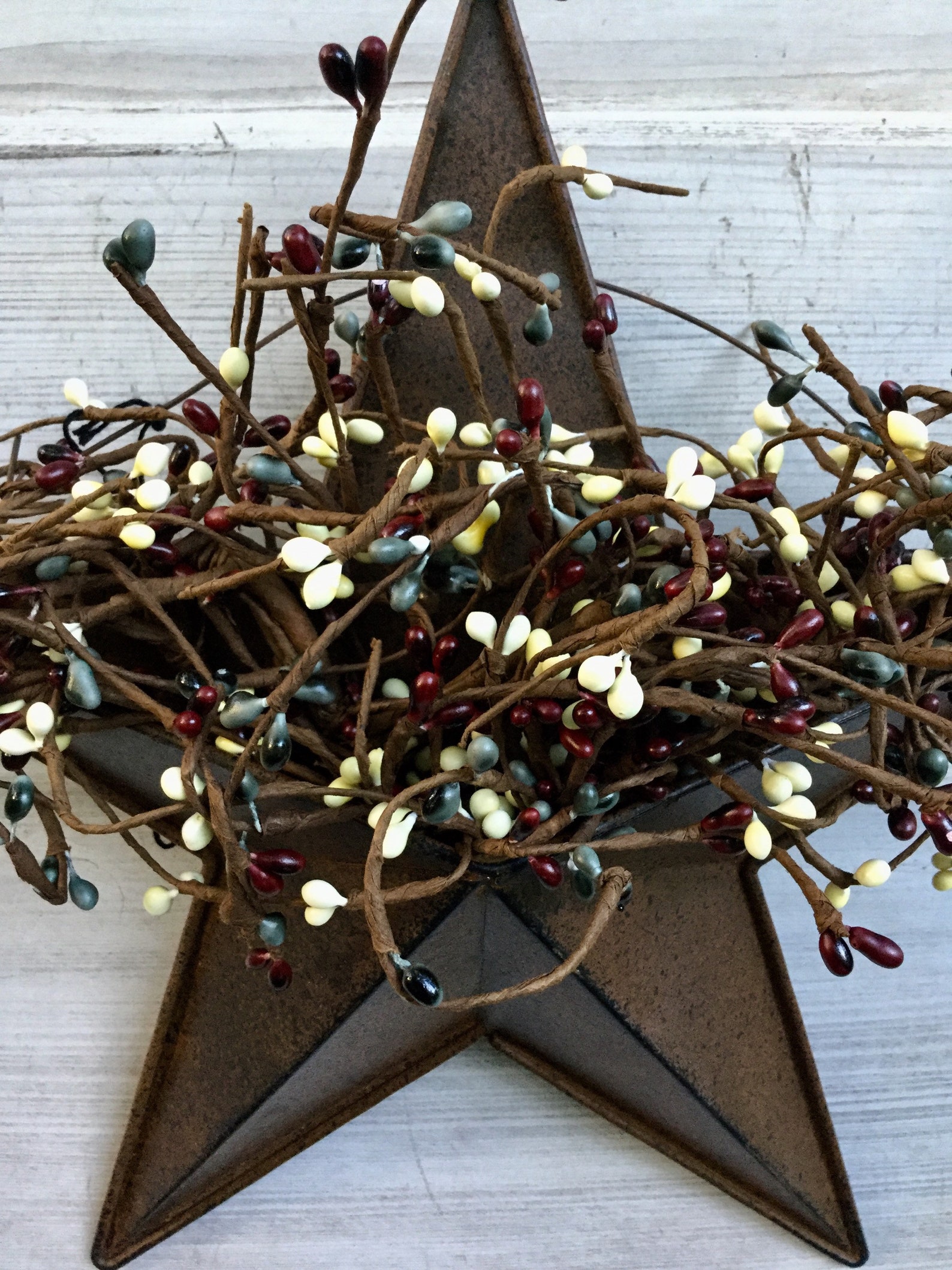 Barn Star With Mixed Pip Berries Wall Pocket Star With Pip - Etsy