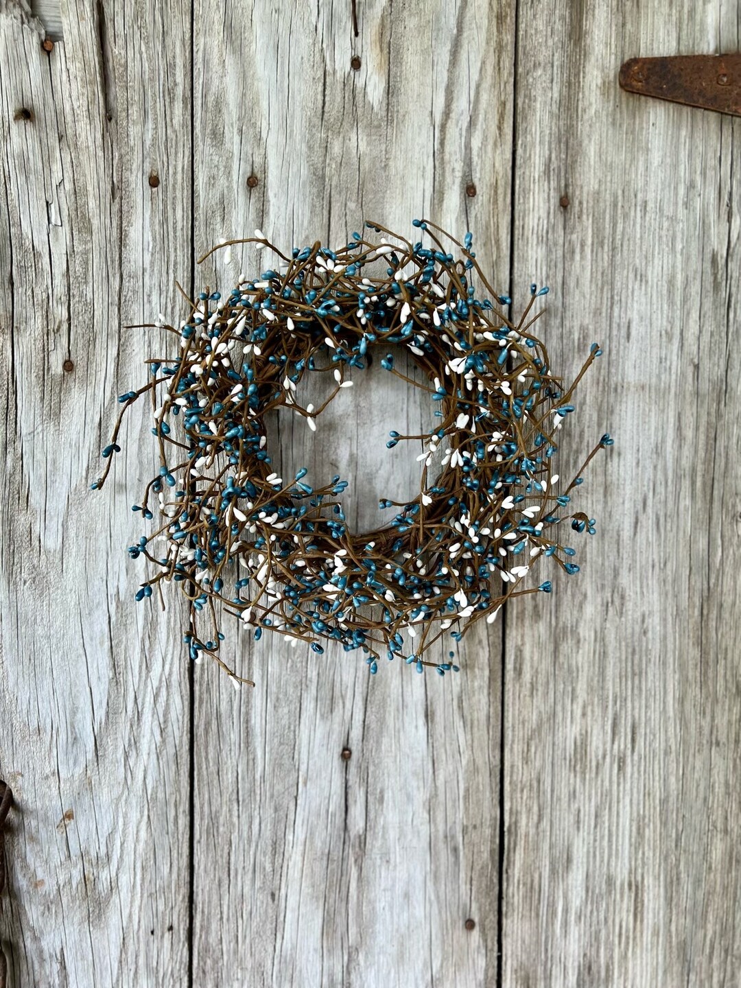 Williamsburg Blue Mini Berry Wreath, Front Door Wreath, Farm House ...