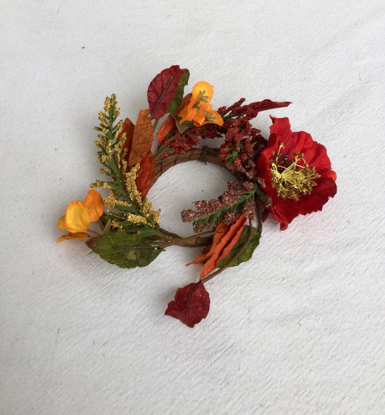 Poppy Candle Ring Fall Candle Ring Fall Floral Candle Ring - Etsy