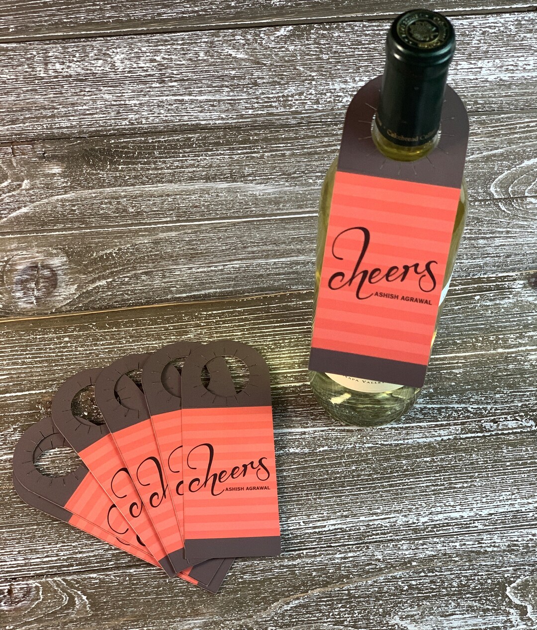 Custom Wine Bottle Neck Tags Geometric Pattern Personalized - Etsy