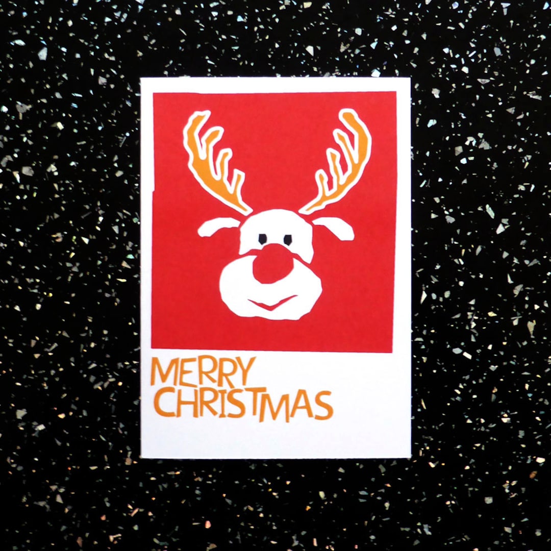 Christmas Card Reindeer Illustration Rudolph the Red Nose Reindeer ...
