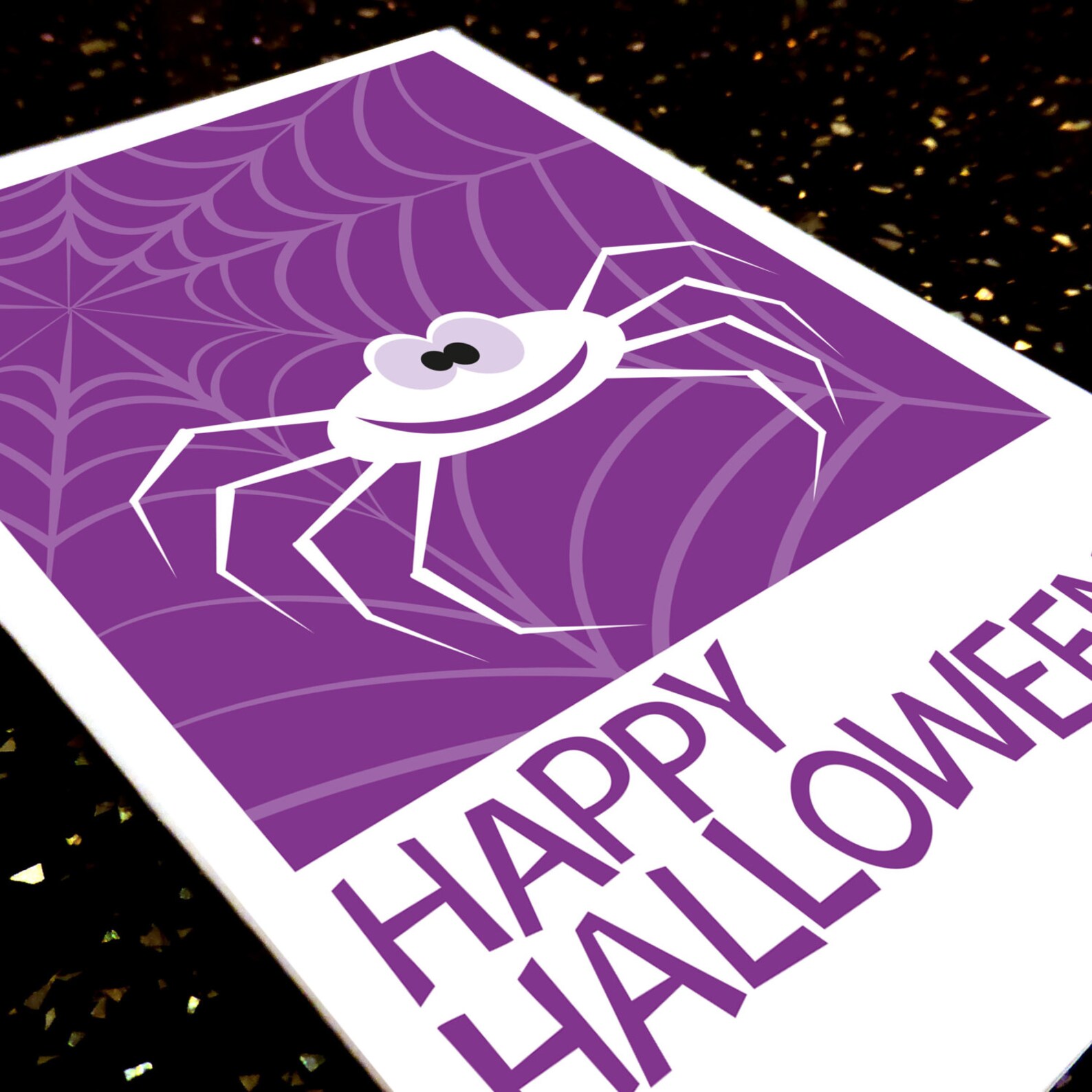 Halloween Card Spider Illustration Happy Halloween - Etsy