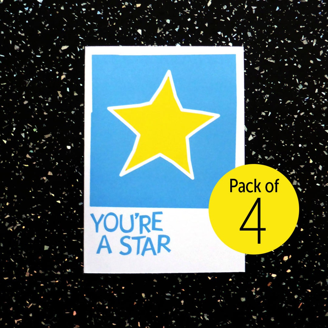 Thank You Cards - 'you're a Star' Cards With Illustration of a Star - 4 ...