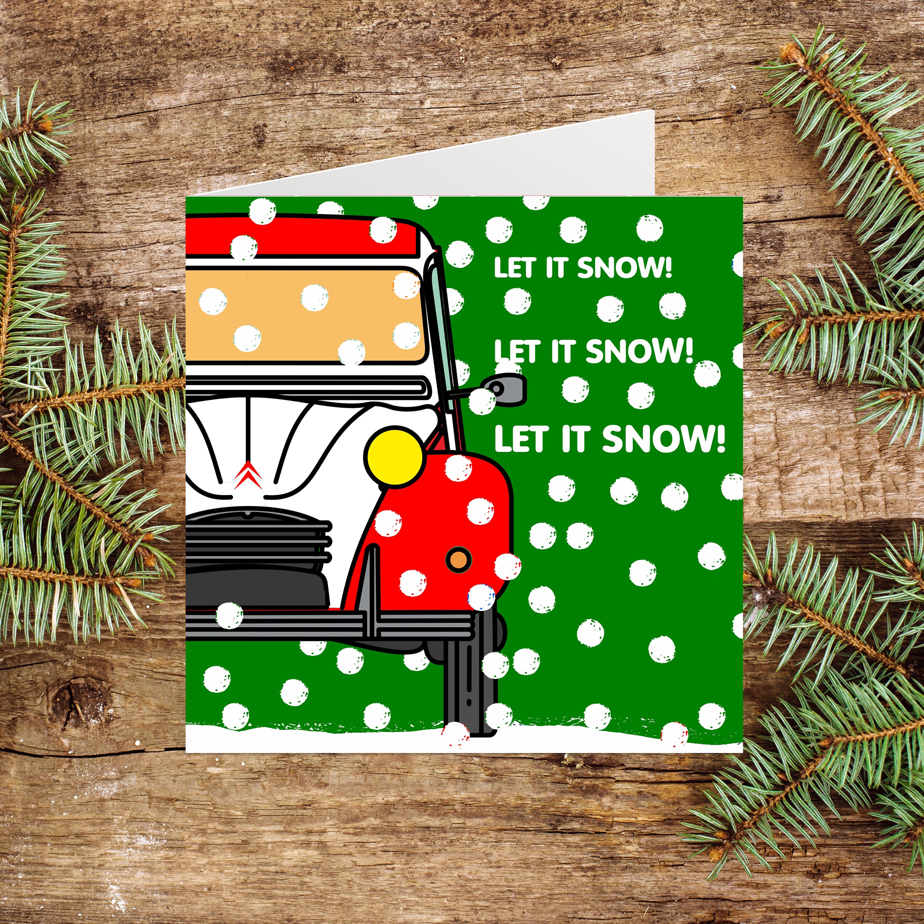 Citroen 2CV Dolly Retro Christmas Card Let It Snow - Etsy