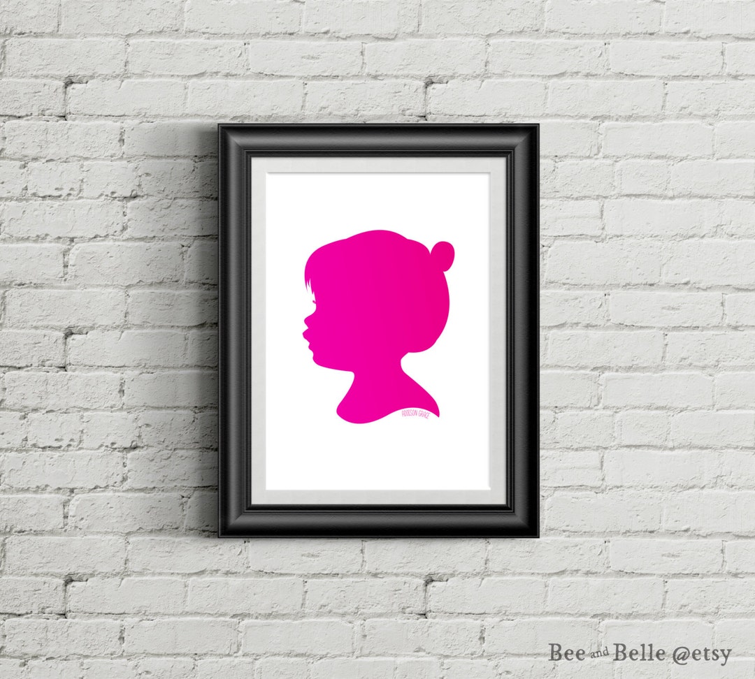 CUSTOM Silhouette Portrait printable Digital Art, CUSTOM Side Profile ...