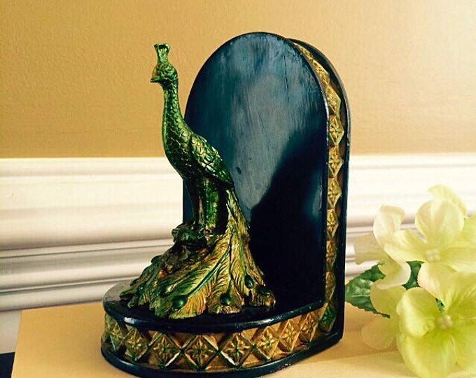 Jewel-tone Green Tinted Peacock Bookend Vintage Art Nouveau - Etsy