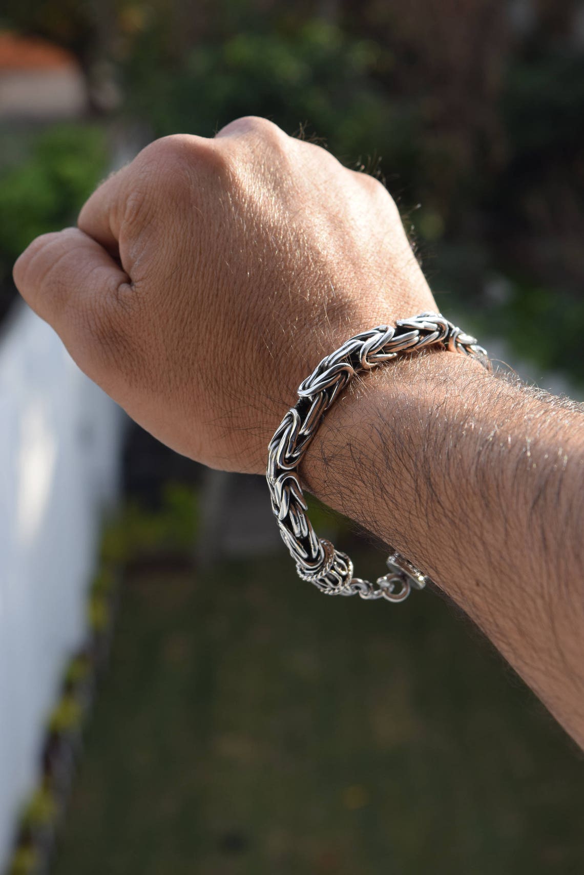 Men 9.25 Sterling Silver Heavy Bali Bracelet Handmade. | Etsy