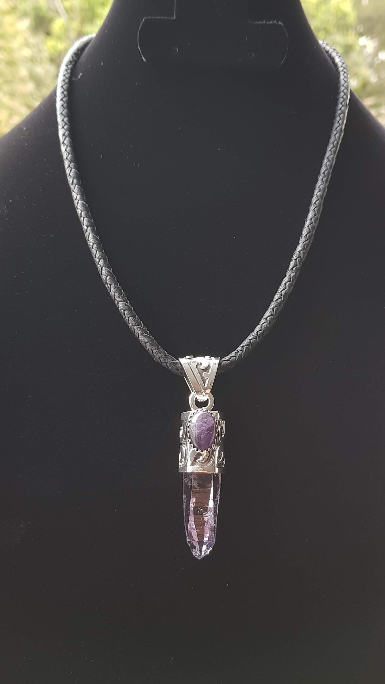 Natural Amethyst Rock Crystal Set in .925 Sterling Silver - Etsy