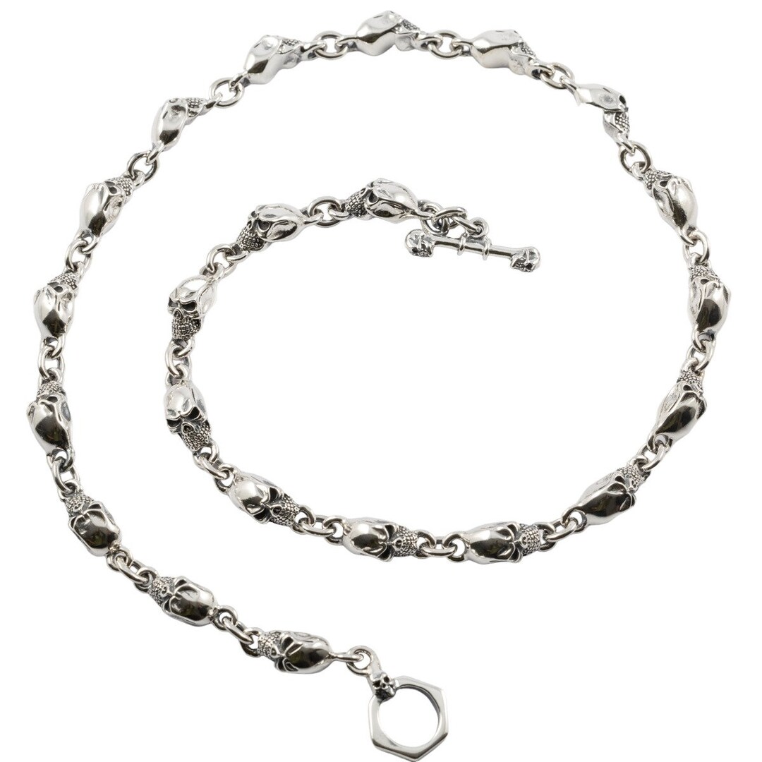 Men .925 Sterling Silver Heavy Skulls Chain - Etsy