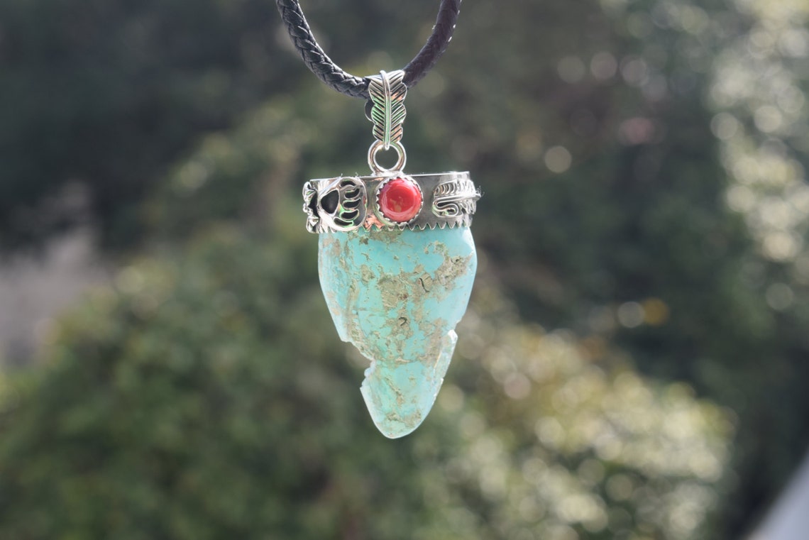 Natural Rough Turquoise Set in 925 Sterling Silver With Red - Etsy