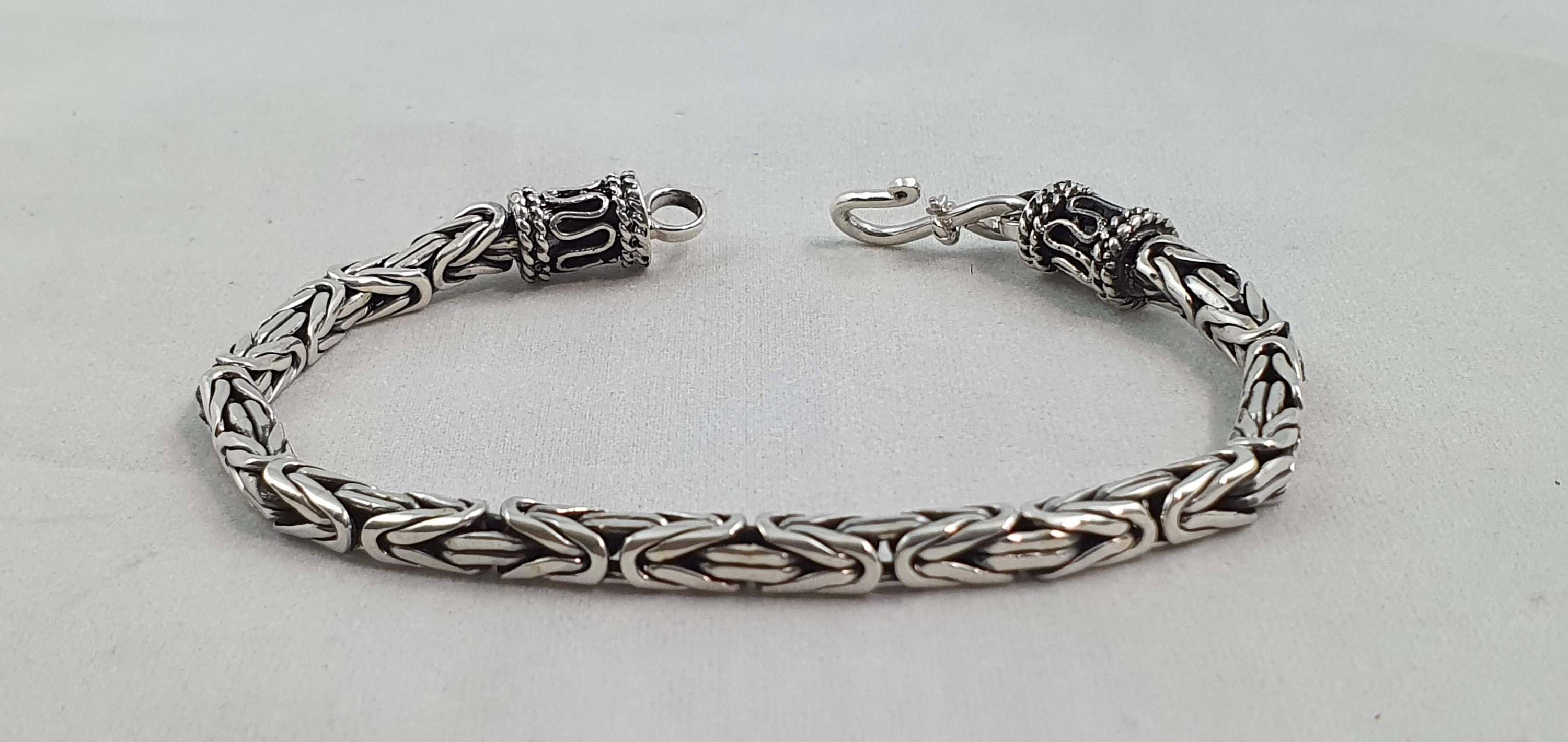 Men 9.25 Sterling Silver heavy Bali bracelet handmade | Etsy