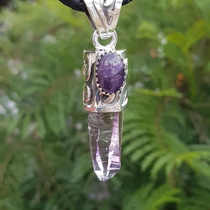 Natural Amethyst Rock Crystal Set in .925 Sterling Silver Pendant ...