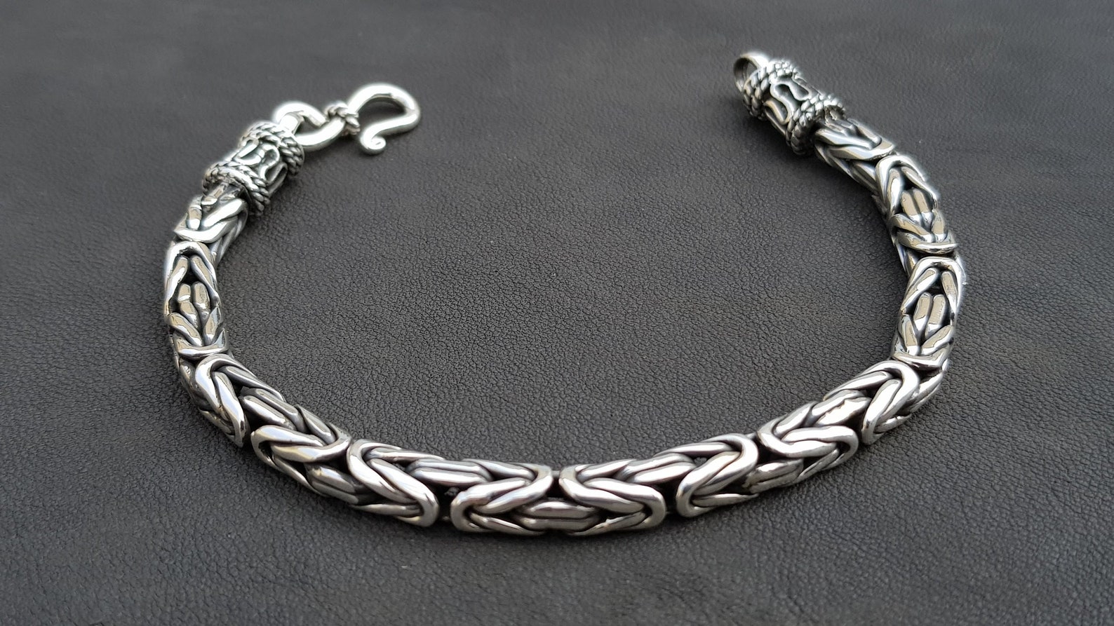 Men 9.25 Sterling Silver Heavy Bali Bracelet Handmade. | Etsy