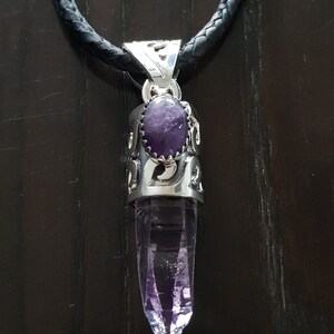 Natural Amethyst Rock Crystal Set in .925 Sterling Silver Pendant ...
