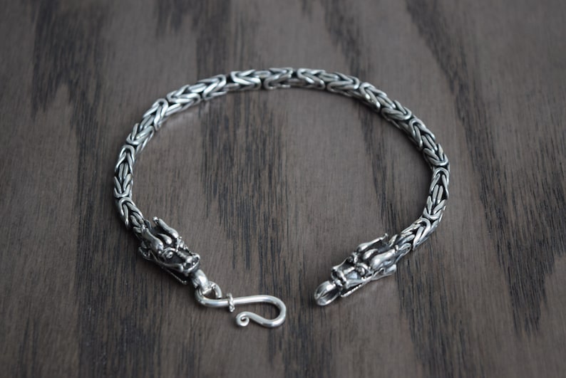 Men 9.25 Sterling Silver heavy Bali Chinese Dragons bracelet | Etsy