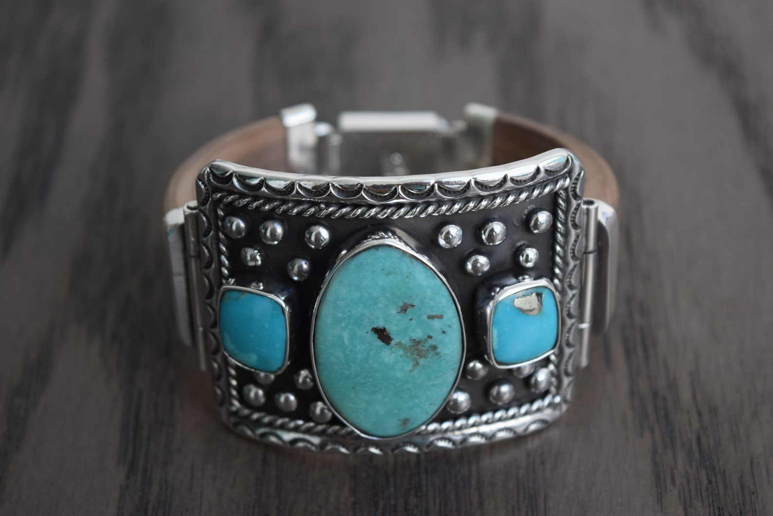 Fine Caribbean Wooden Bracelet With Navajo Style .925 Sterling Silver ...