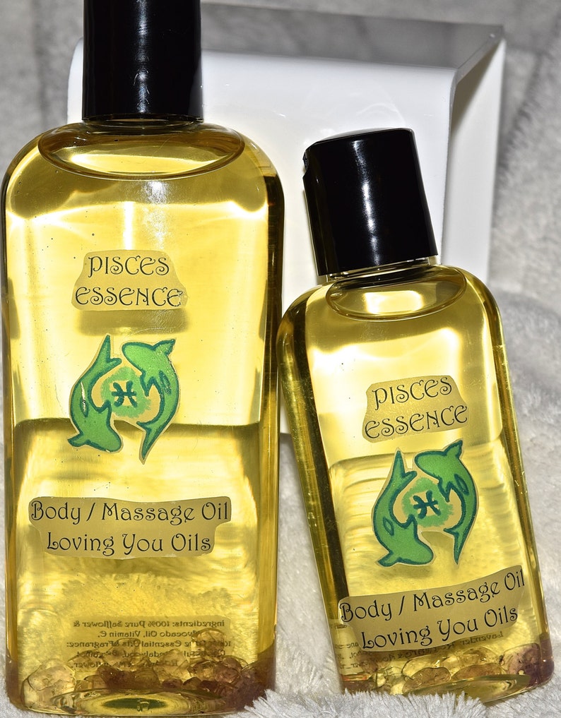 Pisces Essence Body / Massage Oil with Amethyst chips | Etsy