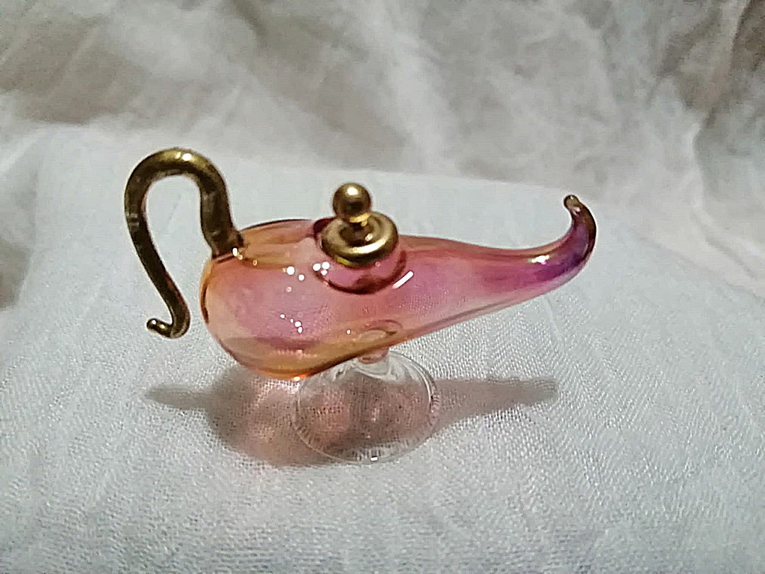 Handmade Blown Glass Aladdin Lamp 1/12 Scale With Blueberry Color - Etsy