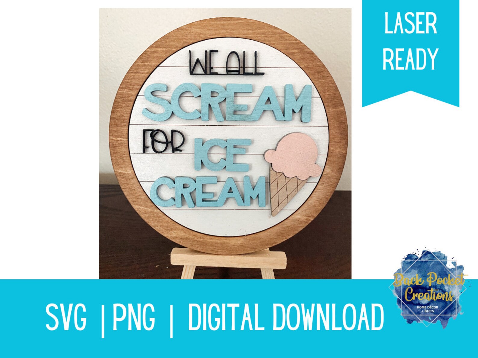 Ice Cream SVG PNG, Ice Cream Cone SVG, We All Scream for Ice Cream ...