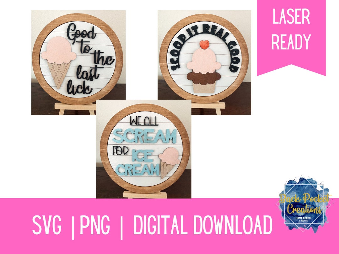 Ice Cream SVG PNG, Ice Cream Cone SVG, Ice Cream Svg Bundle, Laser ...