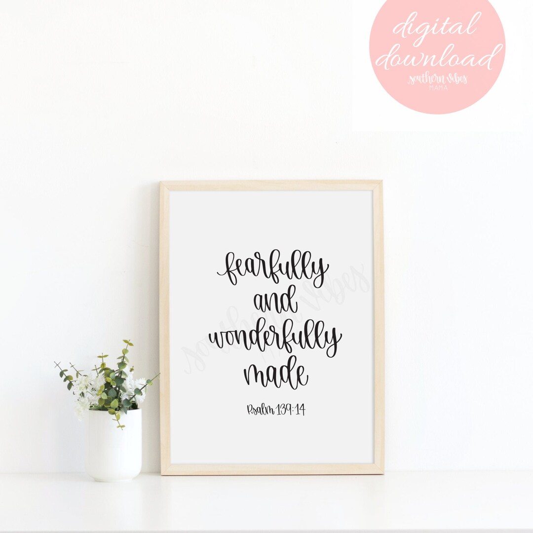 Fearfully and Wonderfully Made Printable, Christian Wall Art, Bible ...