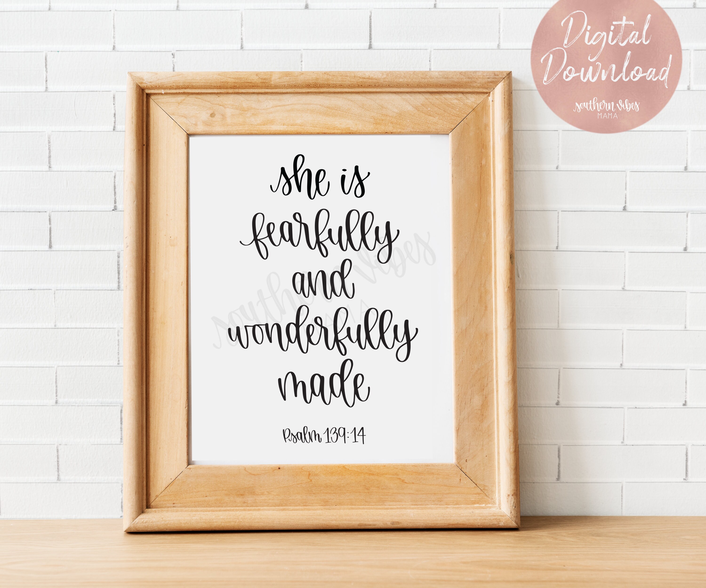 Fearfully and Wonderfully Made Printable, Christian Wall Art, Bible ...