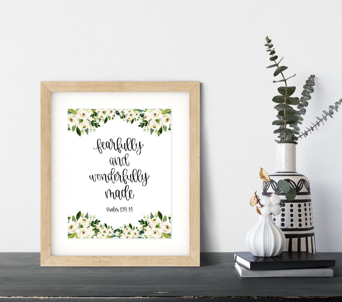 Fearfully and Wonderfully Made Printable, Christian Printable, Bible ...