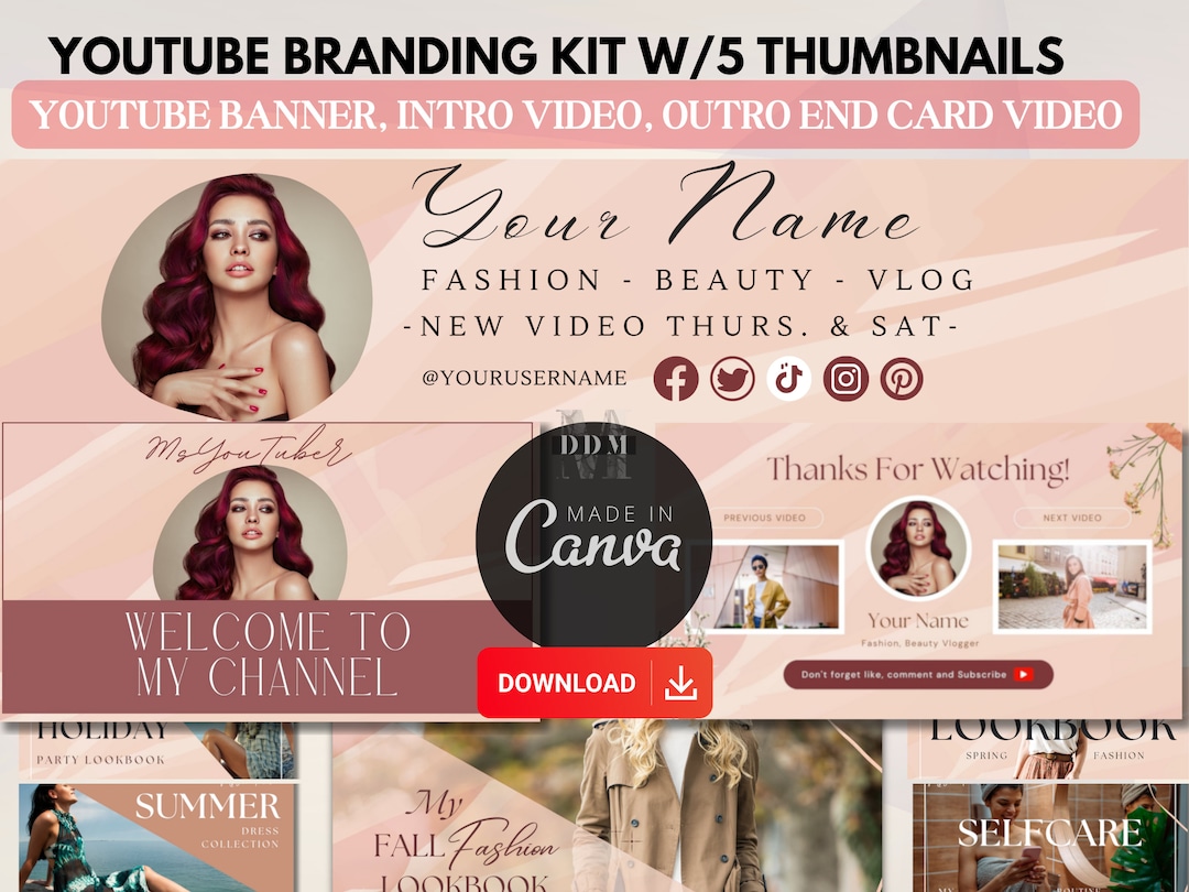 Youtube Branding Kit, Youtube Banner, Youtube Intro, Youtube Thumbnail ...