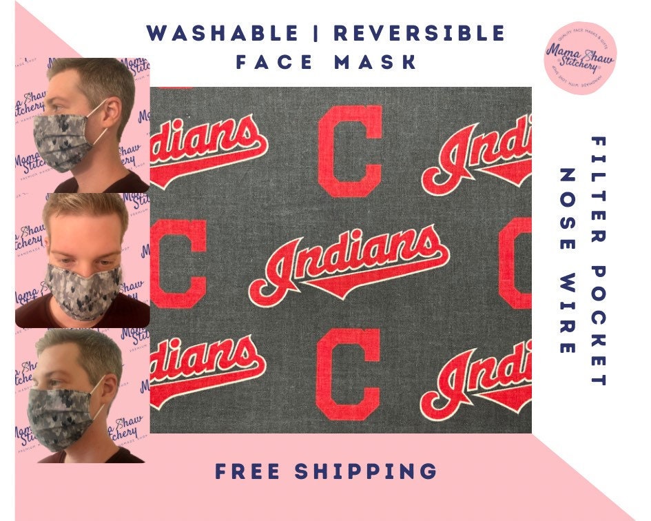Cleveland Indians MLB Baseball Face Mask Adjustable Nose | Etsy
