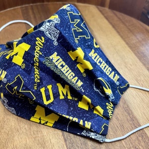 Michigan Wolverines Pleated Face Mask | Washable, Reusable, Reversible ...