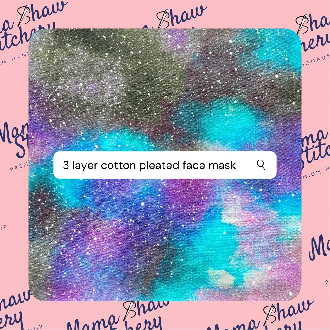 Stargazer Space Galaxy Pleated Face Mask | Washable, Reusable ...