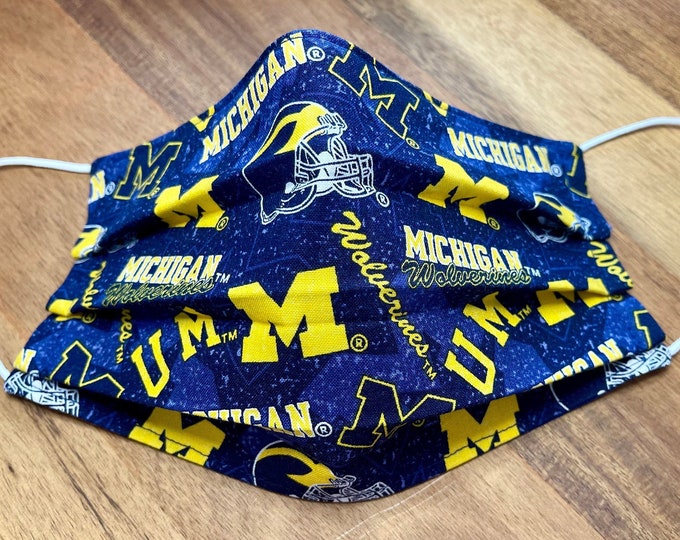 Michigan Wolverines Pleated Face Mask | Washable, Reusable, Reversible ...