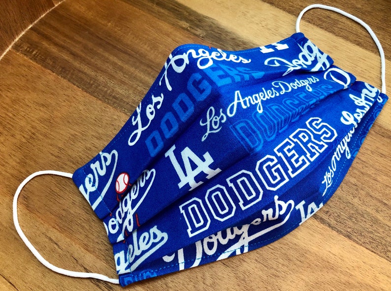 LA Dodgers MLB Baseball Pleated Face Mask Washable - Etsy