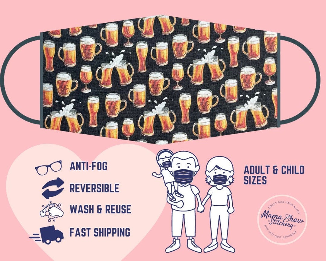 Cheers to Beers Pleated Face Mask | Washable, Reusable | Adjustable ...